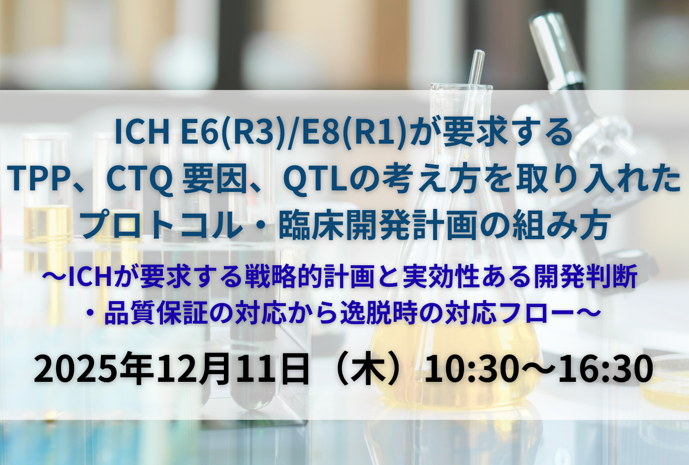 ICH E6(R3)/E8(R1)が要求する TPP、CTQ 要因、QTLの考え方を取り入れた プロトコル・臨床開発計画の組み方 ～ICHが ...